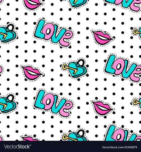 Seamless Pattern With Fashionable Patch Set Vector Image