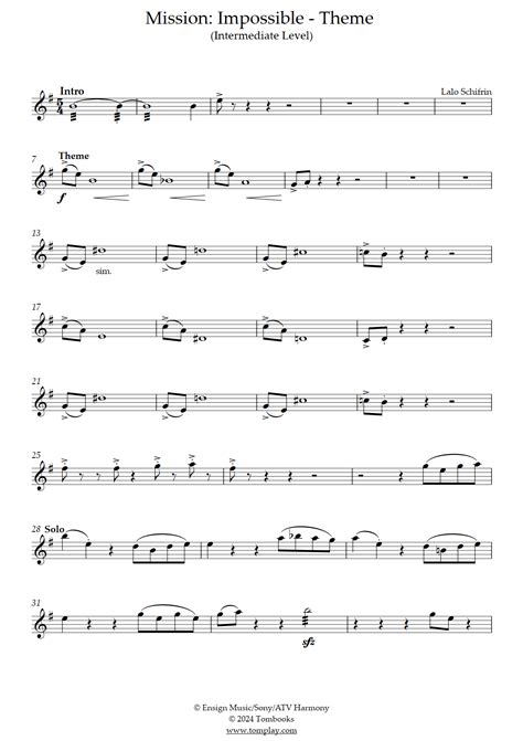미션임파서블 Theme 중급 시프린 바이올린 악보