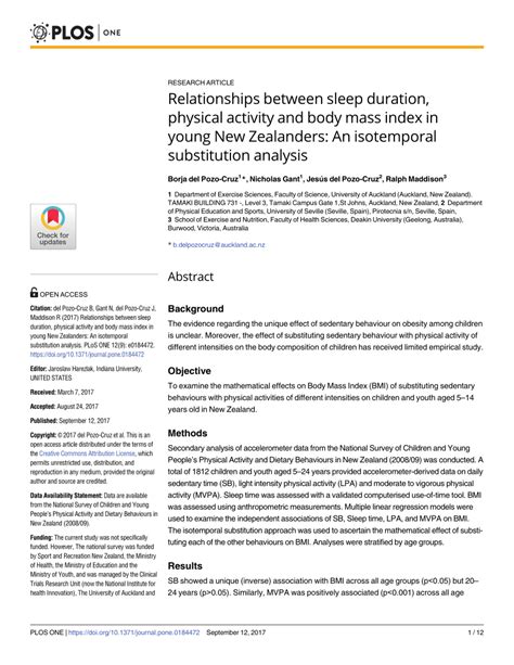 Pdf Relationships Between Sleep Duration Physical Activity And Body Mass Index In Young New