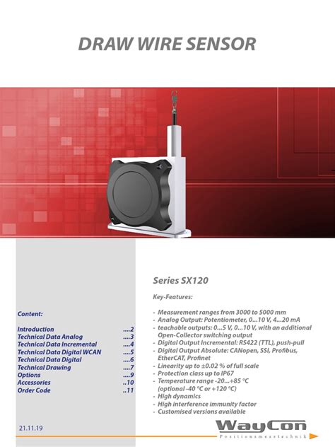 Draw Wire Sensor Series Sx120 Pdf Electrical Engineering Manufactured Goods