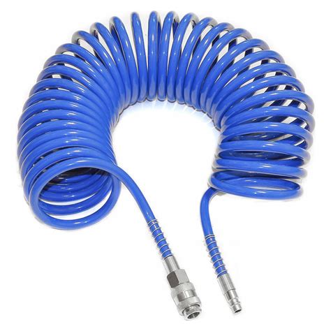 Шланг спиральный полиуретановый с быстроразъёмными соединениями 12x8 мм 5 м Pi Tools 7532