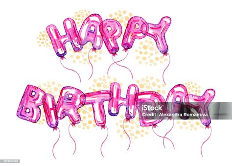 생일 풍선 색종이와 배경에 글자입니다 제목 행복 한 생일입니다 손으로 그린 만화 수채화 스케치 그림 대문자에 대한 스톡 벡터 아트 및 기타 이미지 Istock