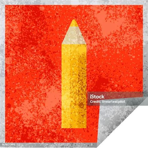 오렌지 색칠하기 연필 그래픽 벡터 일러스트 레이 션 사각형 스티커 만화에 대한 스톡 벡터 아트 및 기타 이미지 만화 미술품