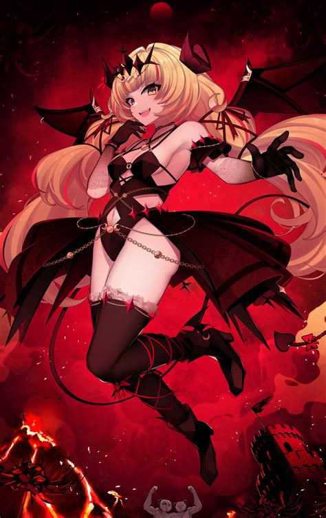 Rule 34 Blonde Hair Boots Demon Demon Girl Different Eye Color Female German German Female