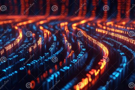 Flowing Lines Binary Code And Network Connections Create An Abstract Representation Of Big