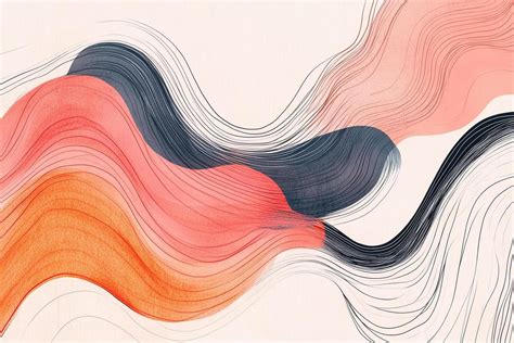 Abstract Artwork Featuring Undulating Layered Forms In Shades Of Orange Coral Gray And Black