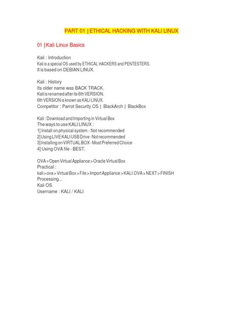 Ethical Hacking With Kali Linux Notes Pdf Port Computer Networking