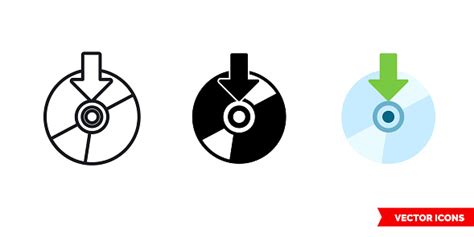 3 가지 유형의 디스크 굽기 아이콘에 기록 색상 흑백 윤곽선 격리된 벡터 기호 기호 검은색에 대한 스톡 벡터 아트 및 기타 이미지 검은색 녹음 장비 단순함 Istock