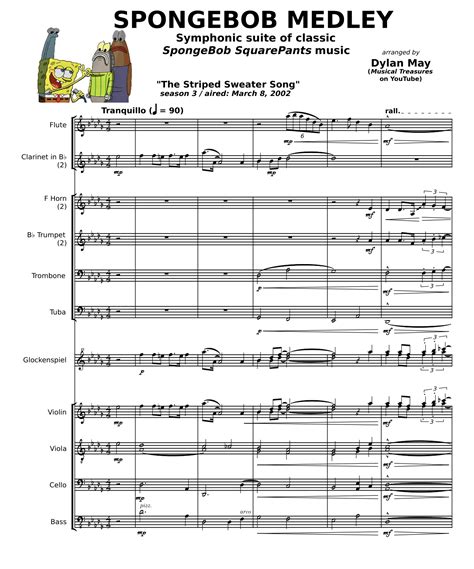 Spongebob Medley Sheet Music For Piano Trombone Tuba Flute And More