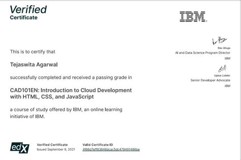 Tejaswita Agarwal On Linkedin Edx Ibm Html Css Javascript Cloud