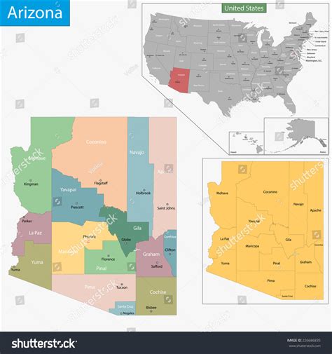 Map Arizona State Designed Illustration Counties Stock Vector Royalty