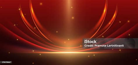 추상적이고 우아한 빨간 곡선 광선 와 금색 조명 효과 진한 빨강 배경에 반짝임 템플릿 프리미엄 어워드 디자인입니다