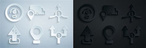 위치 화살표 백분율 위쪽 화살표 배송 추적 및 디지털 속도계 아이콘을 설정합니다 벡터 3차원 형태에 대한 스톡 벡터 아트 및 기타 이미지 Istock