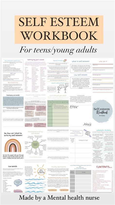 Self Esteem Workbook Self Esteem Worksheets For Teens Teen Self
