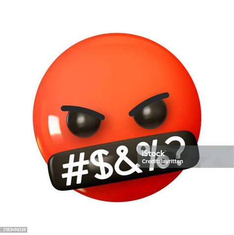 입에 기호가 있는 얼굴 이모티콘 감정 3d 만화 아이콘입니다 빨간색 원형 이모티콘 벡터 일러스트 레이 션 3차원 형태에 대한 스톡 벡터 아트 및 기타 이미지 Istock
