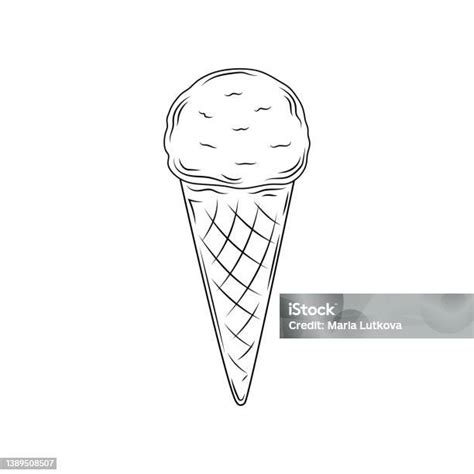 아이스크림 일러스트와 아름다운 벡터 손 그린 와플 콘 상세한 복고풍 스타일 이미지 라벨 포장 및 카드 디자인을위한 빈티지 스케치 요소 현대적인 배경 거품 내기에 대한 스톡