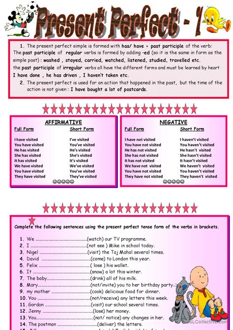 Present Perfect Tense Grammar Guide English Esl Worksheets Pdf And Doc