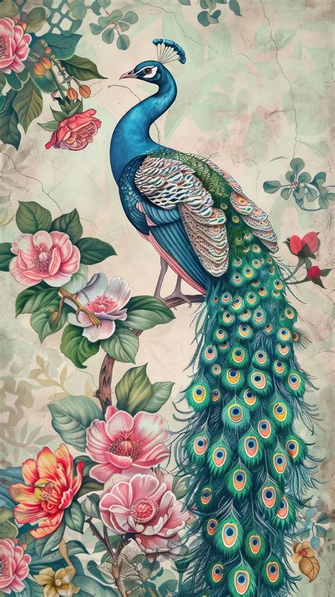 Wallpaper Peacock Pattern Animal Bird Free Photo Illustration Rawpixel