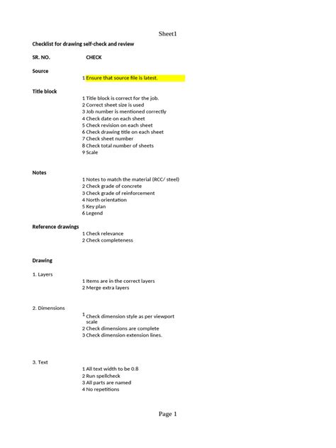 Drafting Checklist Pdf