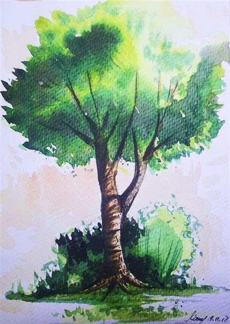 2how To Draw A Tree With Watercolor Step By Step