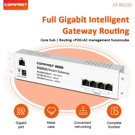 Comfast Gigabit Core Gateway 1WAN 4LAN PoE Port 64 Users Load Balance Router Wifi Project Router