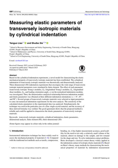 Measuring Elastic Parameters Of Transversely Isotropic Materials By Cylindrical Indentation