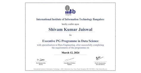 Shivam Kumar Jaiswal On Linkedin Executive Pg Programme In Data Sciencefebruary 2023iiit B And