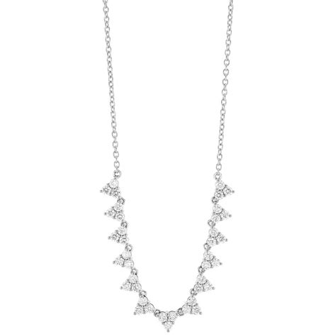 Diamond Trio Cluster Triangle Pattern Necklace In White Gold Borsheims