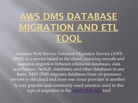 AWS DMS Database Migration And ETL Tool By Schneiderjames21 Issuu