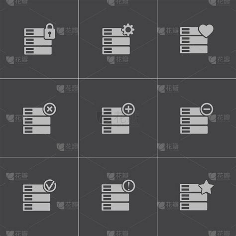 向量黑色数据库图标集 向量黑色数据库图标集