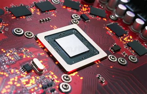 Electronic Circuit Board With Processor Stock Photo Image Of Interface Microchip 255006356