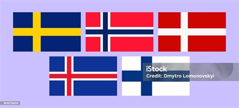 스칸디나비아 국기 북유럽 국가 벡터 일러스트 레이 션입니다 기에 대한 스톡 벡터 아트 및 기타 이미지 기 스칸디나비아 문화 0명 Istock