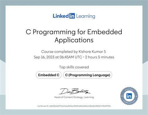 kishore kumar s on linkedin certificate of completion
