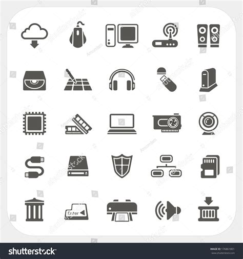 Computer Hardware Icons Set Stock Vector Royalty Free 176861801 Shutterstock