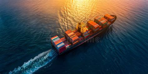 Symbolizing Global Trade Aerial Cargo Ship Transporting Containers For Import Export Concept