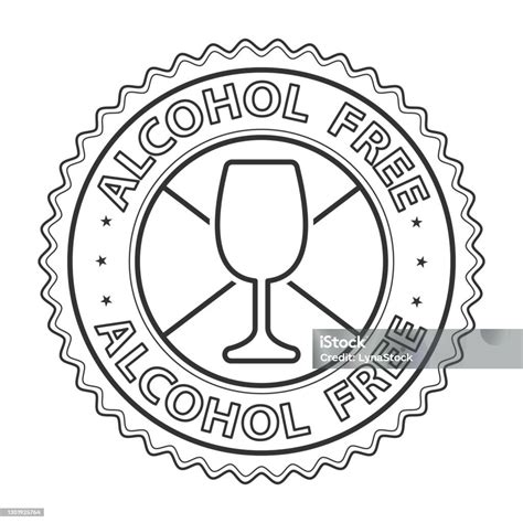 알코올 무료 배지 로고 아이콘 흰색 배경에서 격리된 벡터 그림입니다 라벨 또는 스티커 플랫 디자인 건강한 식품 개념 식품 포장 또는 식이 제품 영양 기호에 대한 기호 개념에