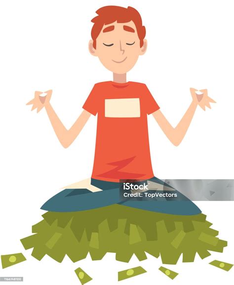 운이 좋은 성공적인 부자 사람 백만장자 부유 한 남자 명상 하는 동안 앉아 있는 돈 벡터 일러스트 경제에 대한 스톡 벡터 아트 및 기타 이미지 Istock