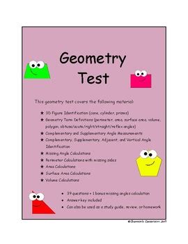Geometry Test By Shannon S Classroom TPT