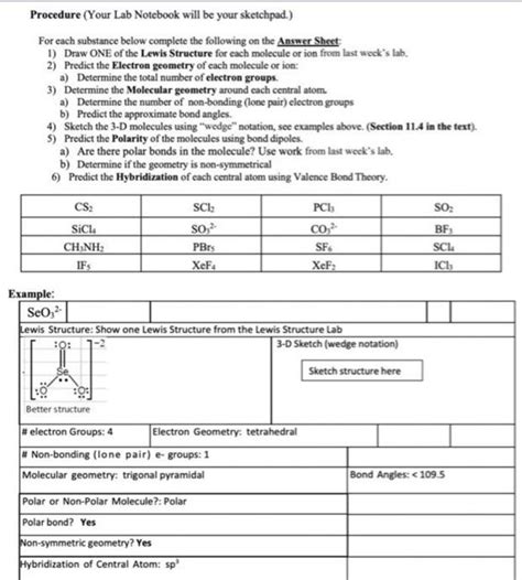Solved Procedure Your Lab Notebook Will Be Your Sketchpad Chegg