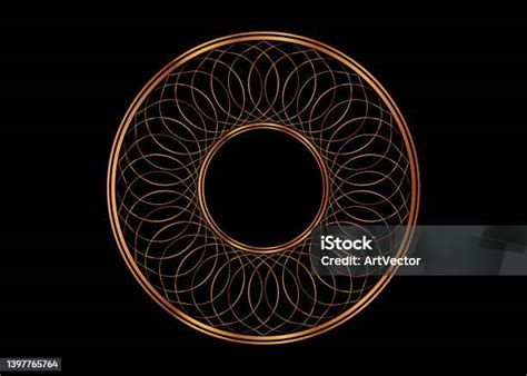 장식적인 둥근 금 구조 꽃 장식품을 가진 디자인을 위한 만다라 엽서 초대장 책 섬유 조각 목재 가구 단조 인쇄를위한 서클 테두리 템플릿 검은 배경에 고립 된 벡터 원형