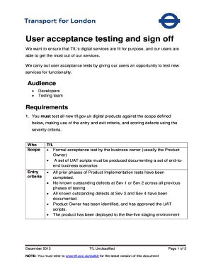 Fillable Online User Acceptance Testing And Sign Off Fax Email Print PdfFiller