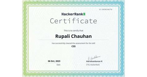 Rupali Chauhan On Linkedin Hackerrank Skill Certificate