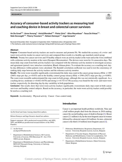 Accuracy Of Consumer Based Activity Trackers As Measuring Tool And Coaching Device In Breast And