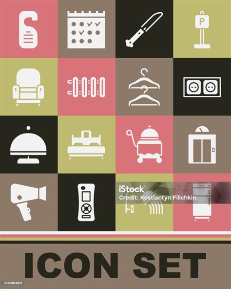 냉장고 리프트 전기 콘센트 칼 난방 라디에이터 안락 의자 방해하지 마십시오 및 옷걸이 옷장 아이콘을 설정하십시오 벡터 가구에 대한 스톡 벡터 아트 및 기타 이미지 Istock