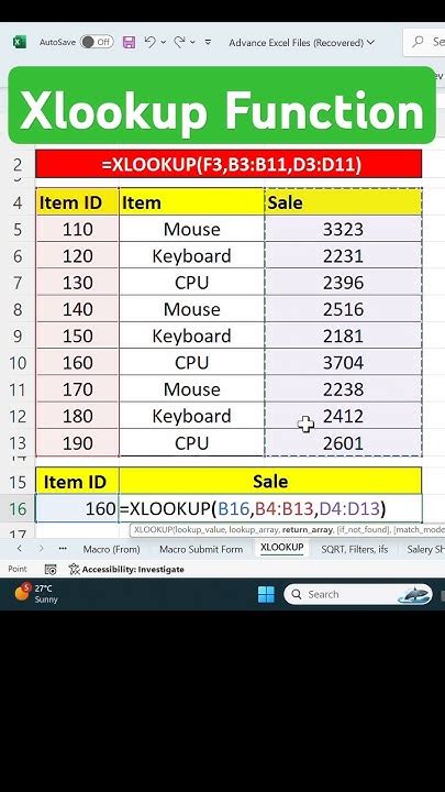 Xlookup Function In Excel Xlookup Function Excel Excelformula
