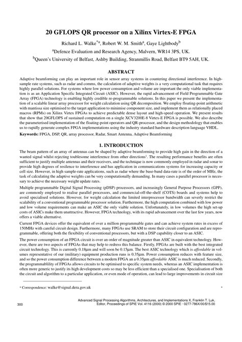 PDF 20 GFLOPS QR Processor On A Xilinx Virtex E FPGA