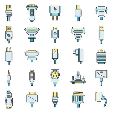 Premium Vector Adapter Connector Icons Set Vector Color