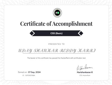 Earned Css Basics From Hackerrank Karri Uday Shankar Reddy Posted On