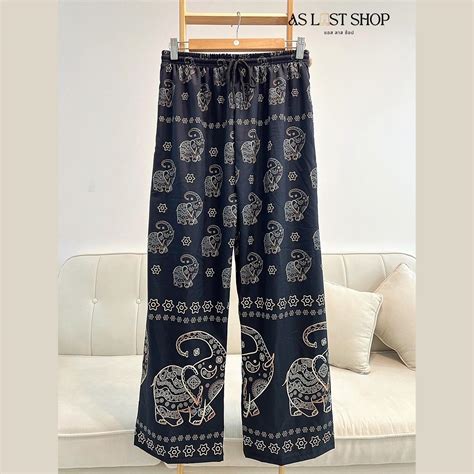 กางเกงช้างขายาว ผ้าไหมอิตาลี มีกระเป๋า 2 ข้าง สวมใส่สบาย เป้าไม่ขาด Aslastshop แอสลาสช็อป