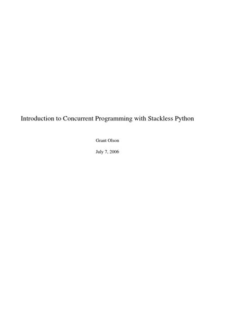 Concurrent Programming With Stackless Python Pdf